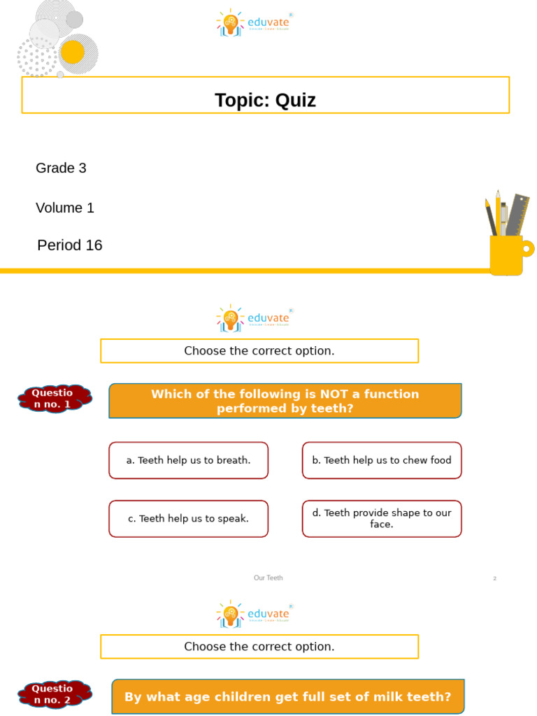 Our Teeth LP 33 Quiz | PDF | Tooth | Language Arts & Discipline