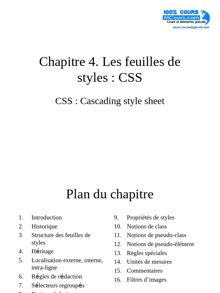 Les Feuilles de Styles CSS Cascading Style Sheet | PDF