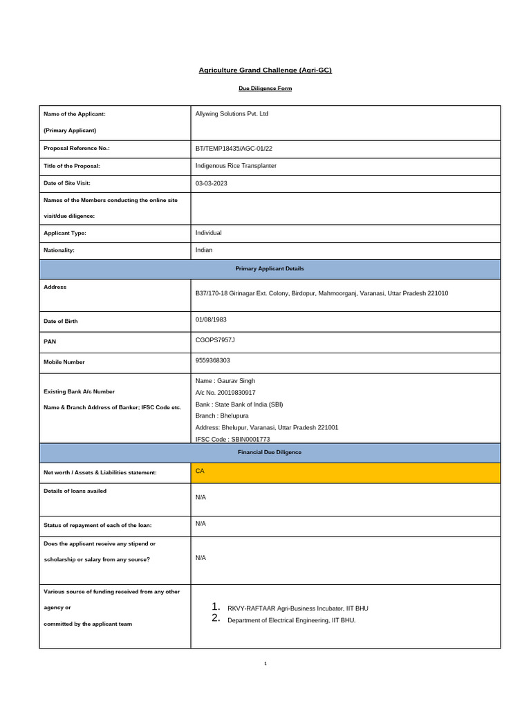 1.due Diligence Form | PDF
