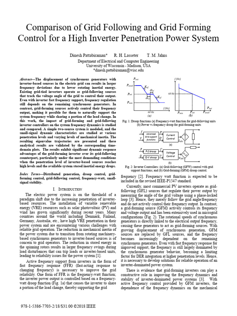 Comparison of Grid Following and Grid Forming | PDF