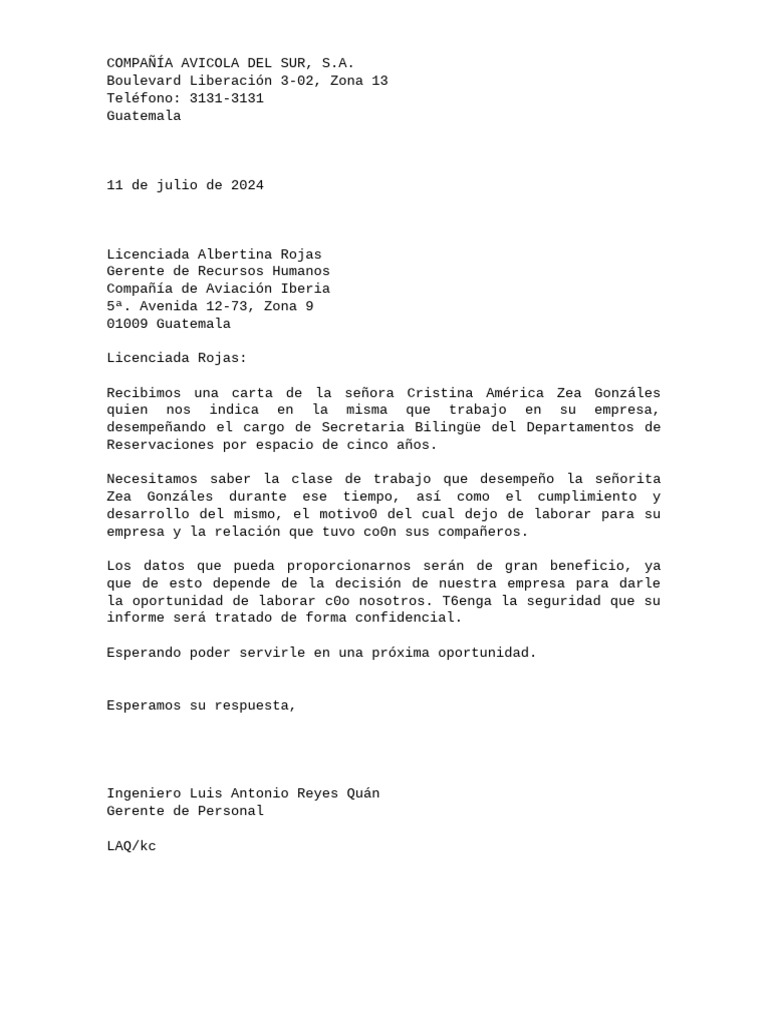 Solicitud de Referencias Laborales | PDF | Guatemala | Gestión de ...