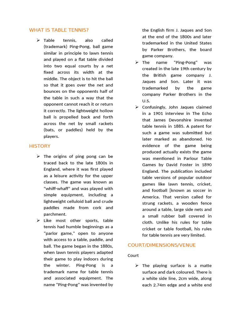Table Tennis | PDF