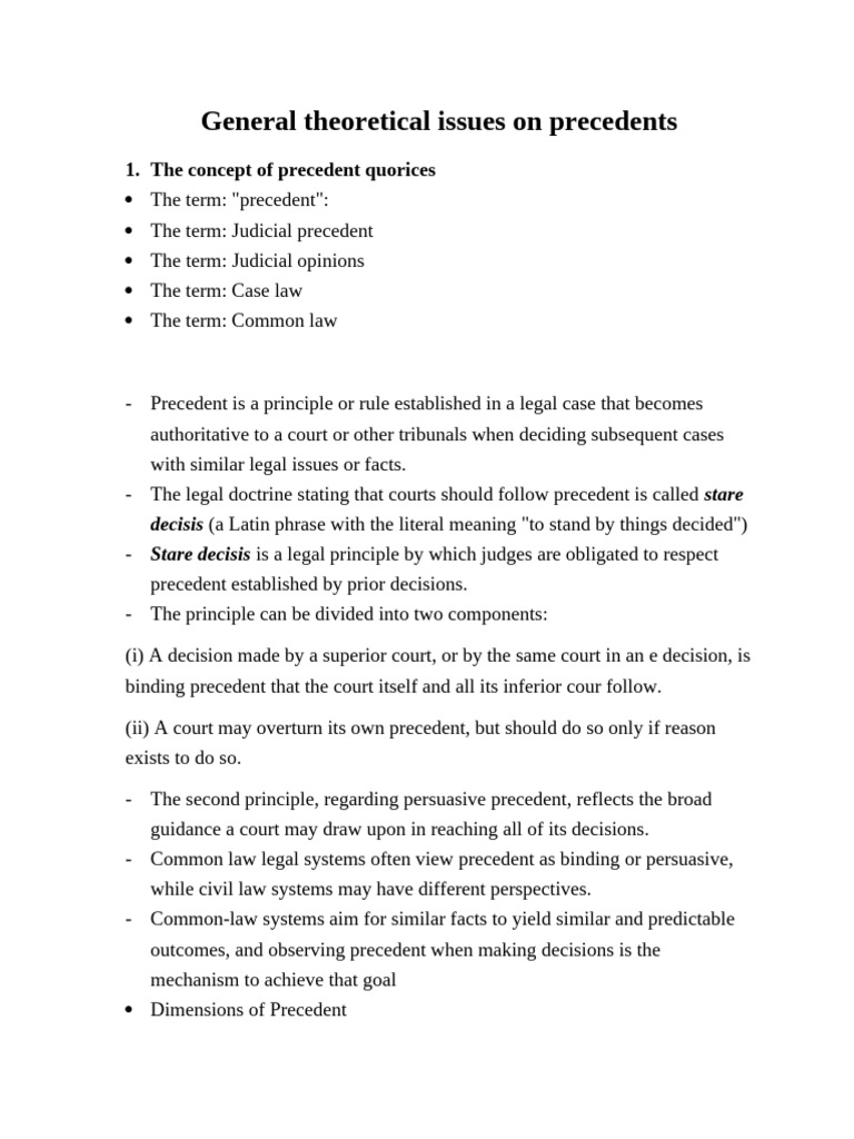 1-General Theoretical Issues On Precedents | PDF