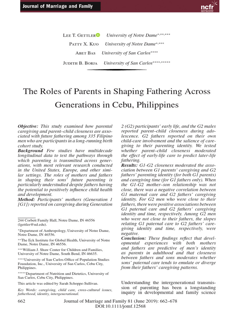 The Roles of Parents in Shaping Fathering Across | PDF