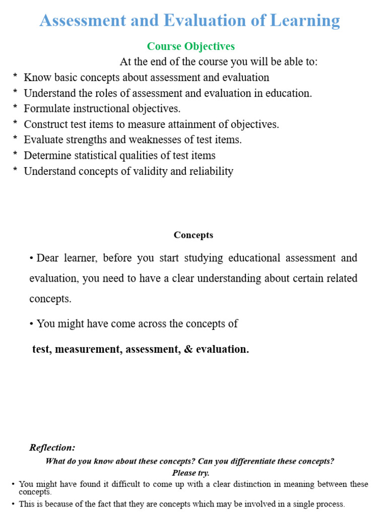 Assesment and Evaluation Learning | PDF | Educational Assessment | Learning