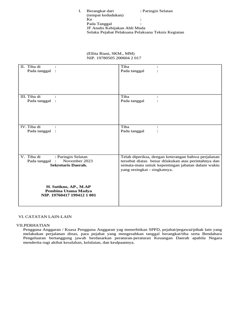 Lampiran SPPD Baru | PDF