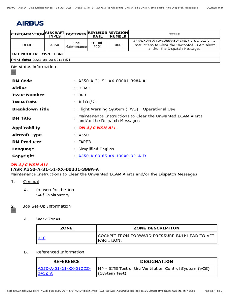 Maintenance Instructions To Clear The Unwanted ECAM Alerts And:or The Dispatch Messages | PDF