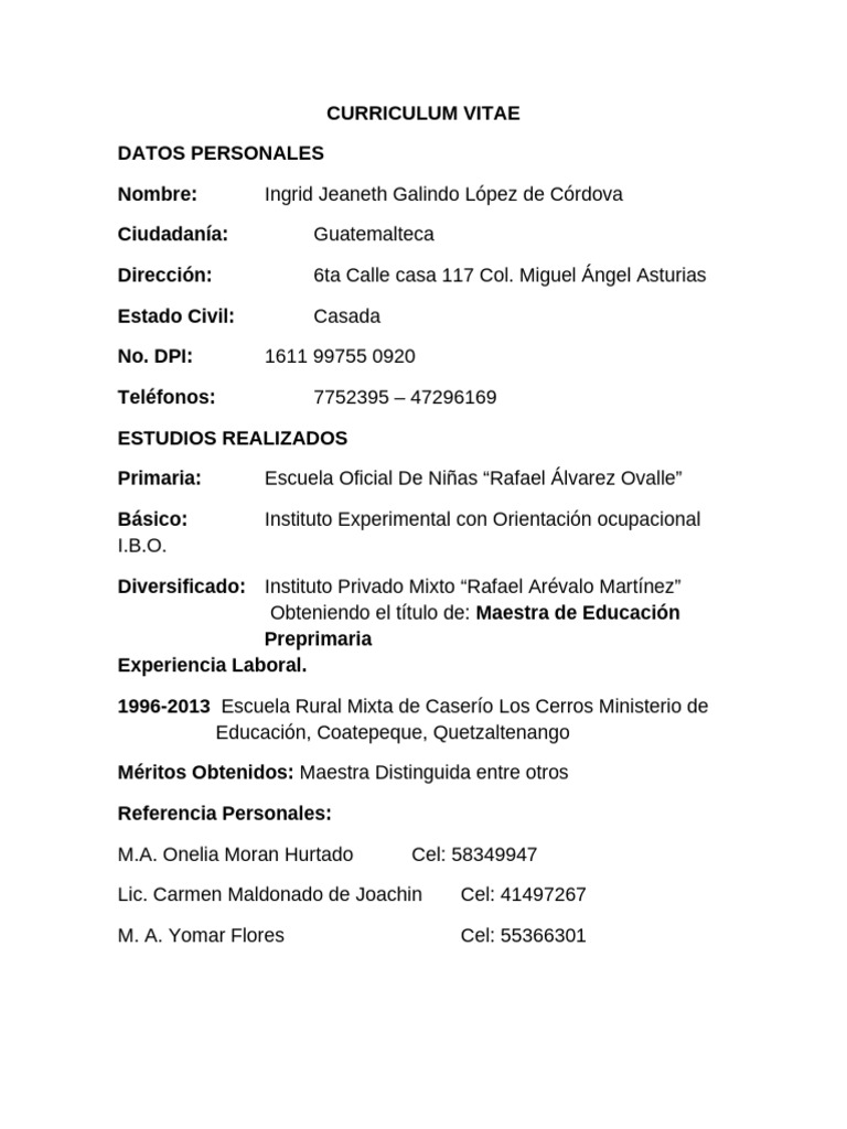 Curriculum Vitae Ingrid | PDF