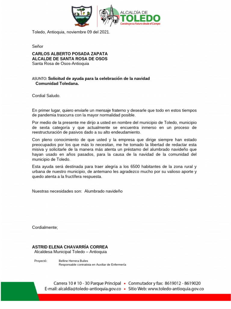 Oficio Prestamo Navideño | PDF