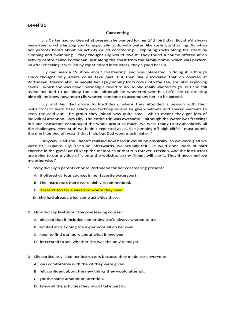 Reading 4 exercises | PDF