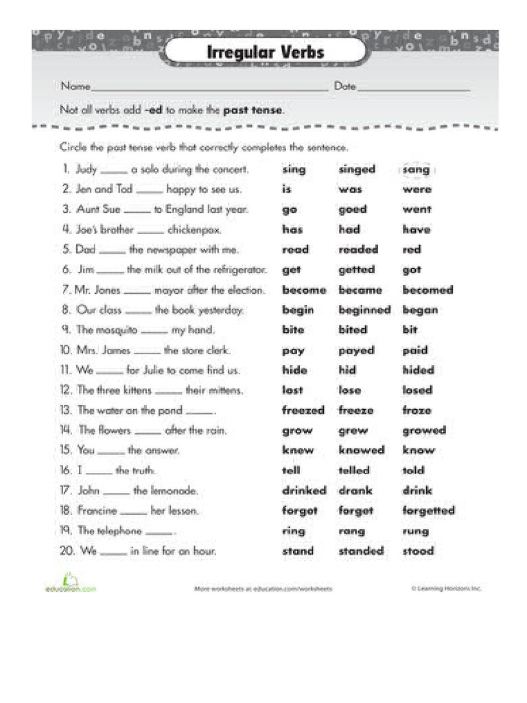 Irregular Verbs | PDF