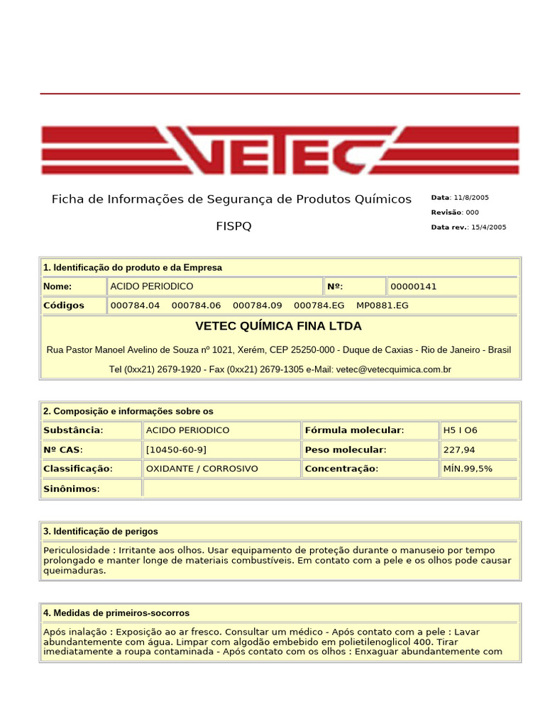 Acido Orto Periodico | PDF