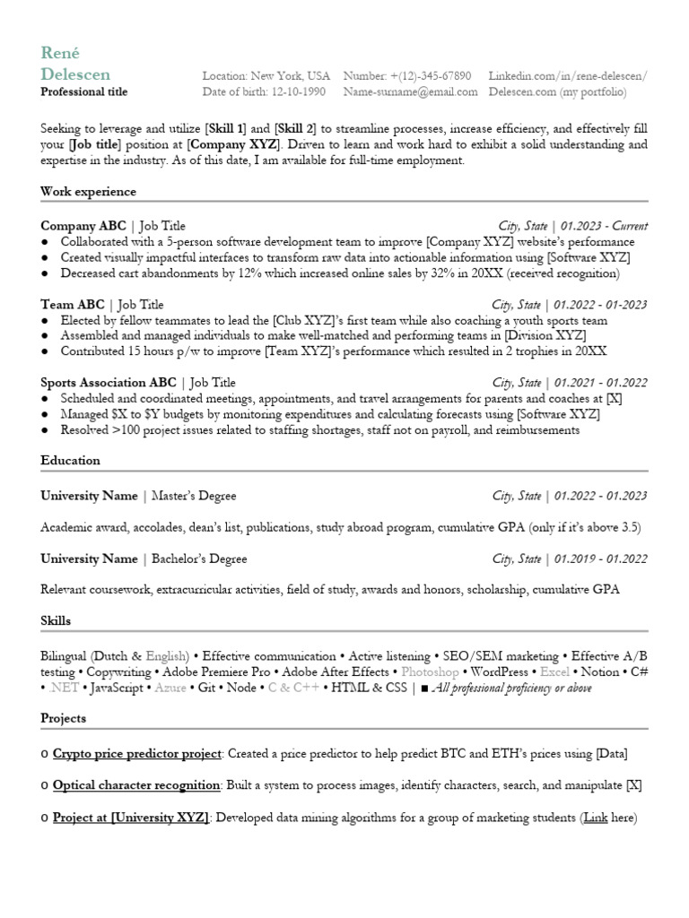 Free Resume Template | PDF