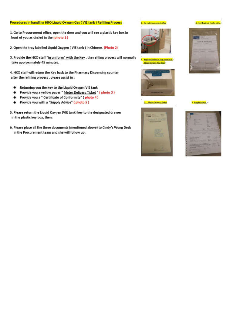 Procedures in Handling HKO Liquid Oxygen Gas (VIE Tank) Refilling ...