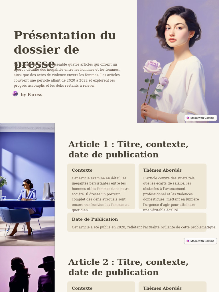 Présentation Du Dossier de Presse: by Faress | PDF