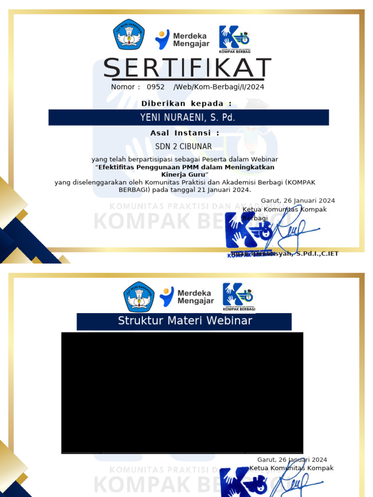 Sertifikat Webinar - Kompak Berbagi | PDF