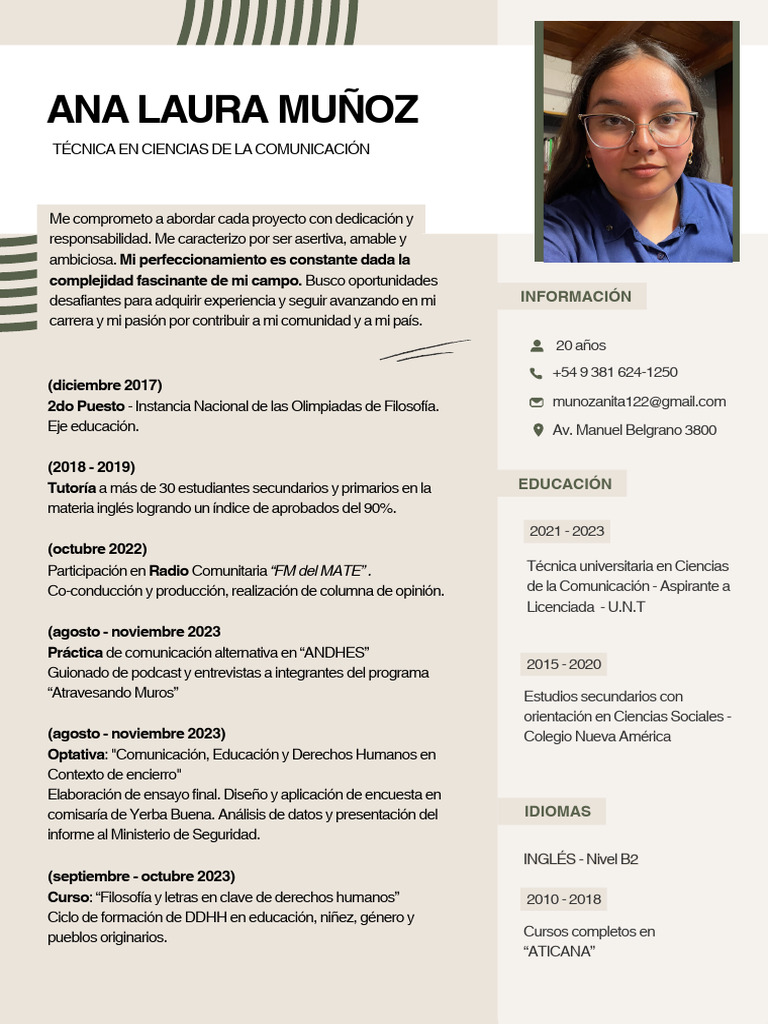 CURRICULUM - MUÑOZ ANA LAURA | PDF