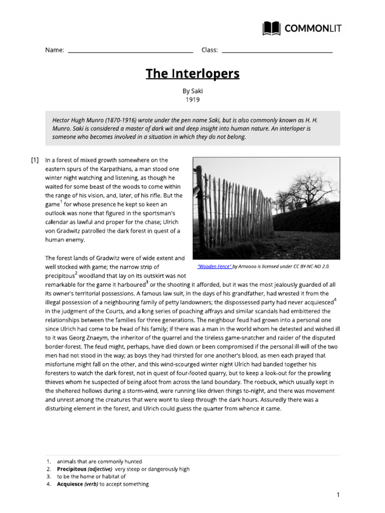The Interlopers-Common Lit | PDF