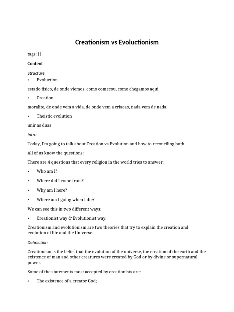 Creationism Vs Evoluctionism | PDF