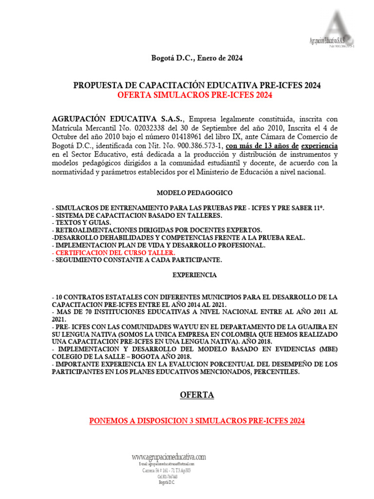 4.1. Propuesta Simulacros Pre-Icfes 2024 | PDF