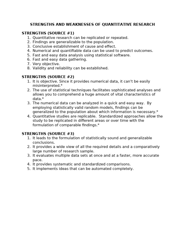Notes on the Strengths and Weaknesses of Quantitative Research | PDF
