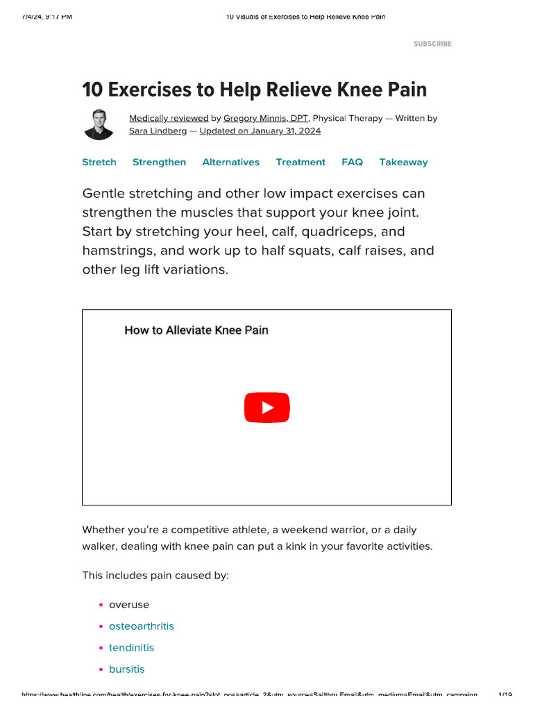 10 Visuals of Exercises To Help Relieve Knee Pain | PDF