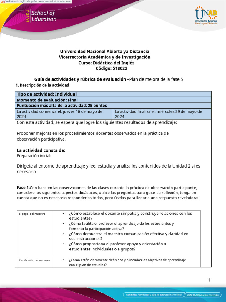 Activity Guide and Evaluation Rubric - Phase 5 - Improvement Plan - En ...