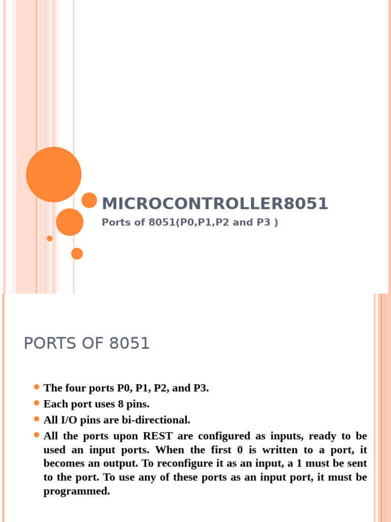 MCA 8051 Ports | PDF