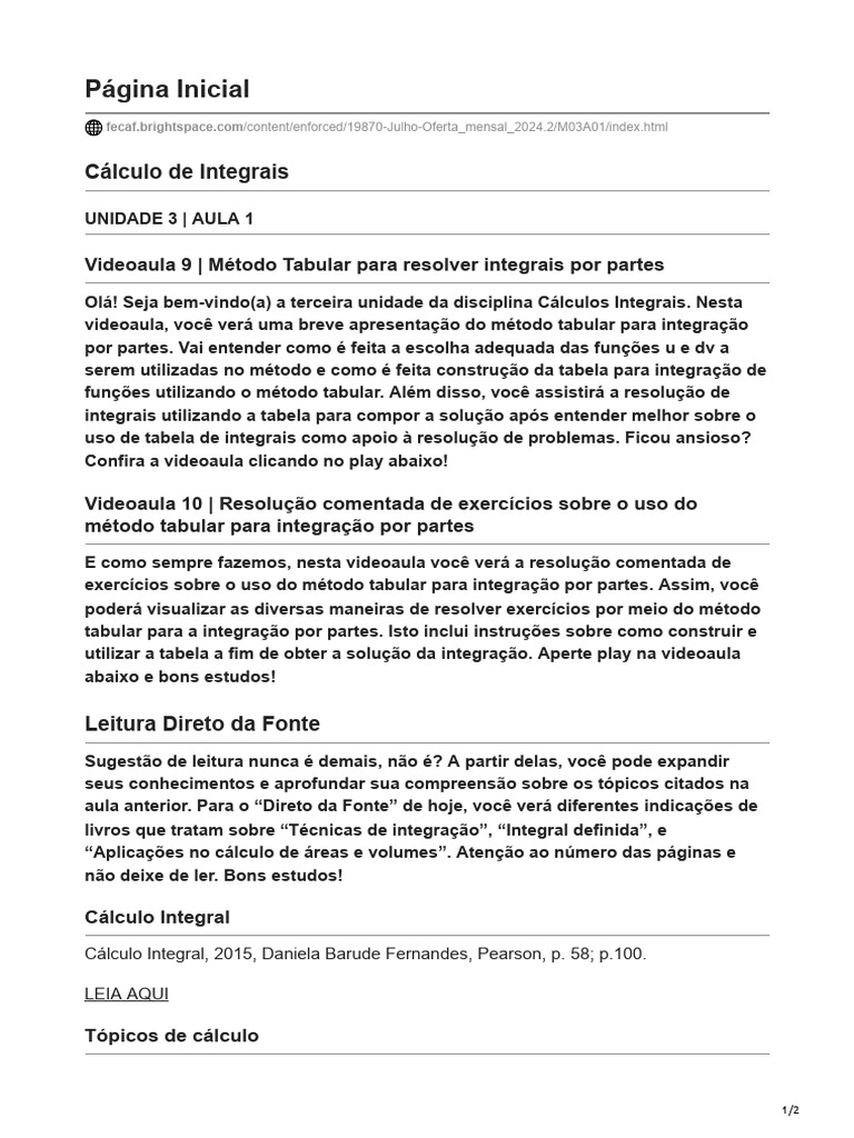 Conteúdo em PDF - Aula 1 - Unidade 3 | PDF