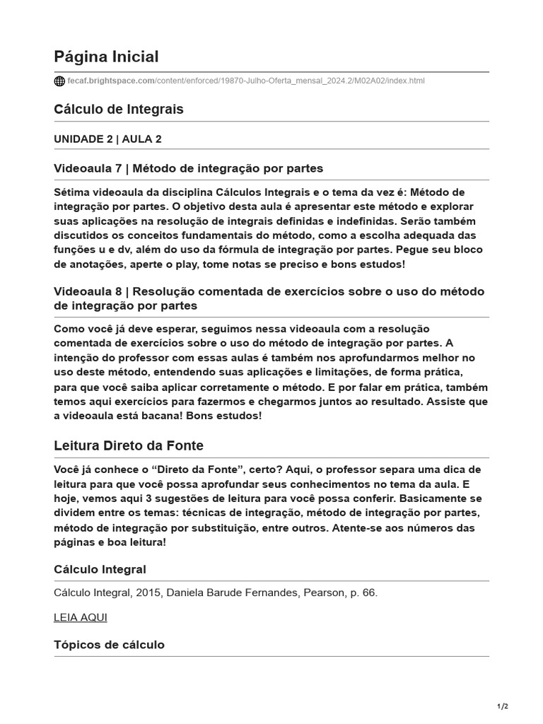 Conteúdo em PDF - Aula 2 - Unidade 2 | PDF