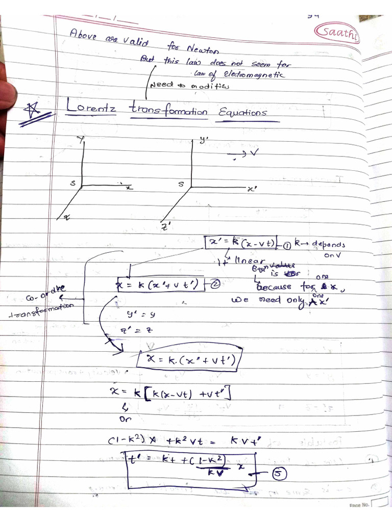 proof of Lorentz transformation | PDF