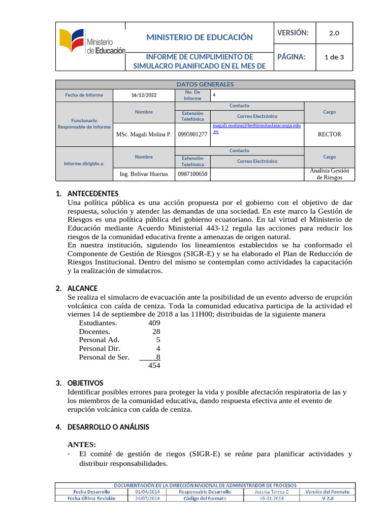 Informe de Simulacro | PDF