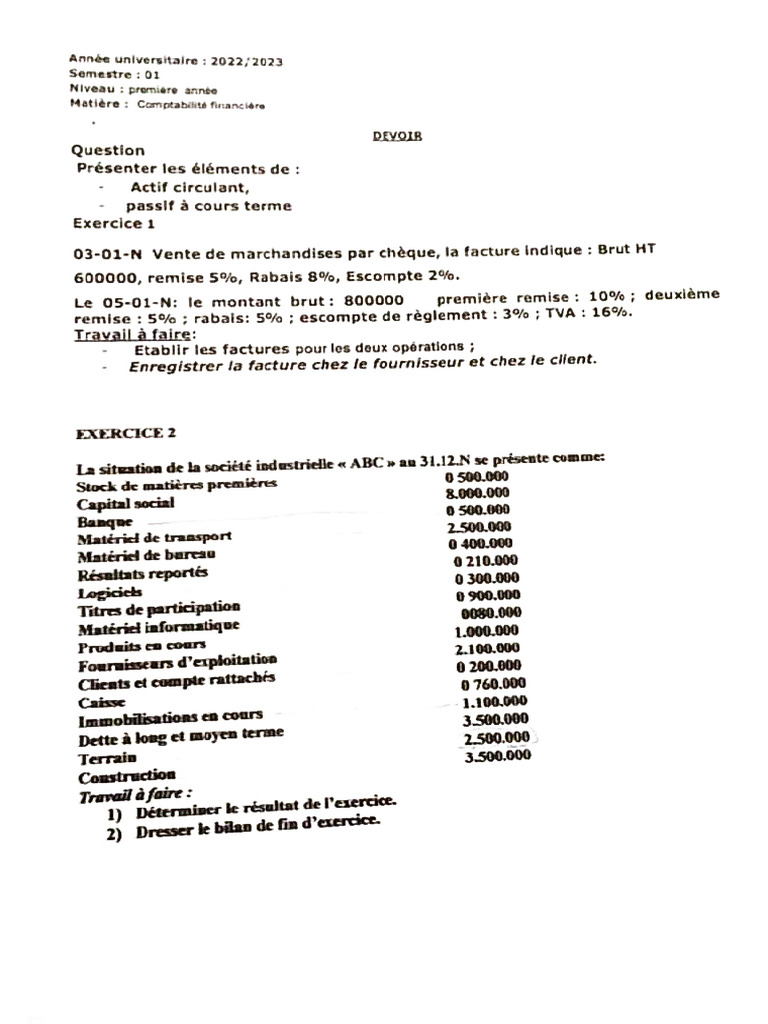 Devoir l1 s1 2023 Corrigé Par Prof TAHA YACINE | PDF