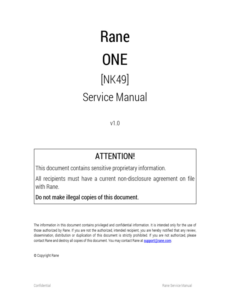 Rane ONE: (NK49) Service Manual | PDF