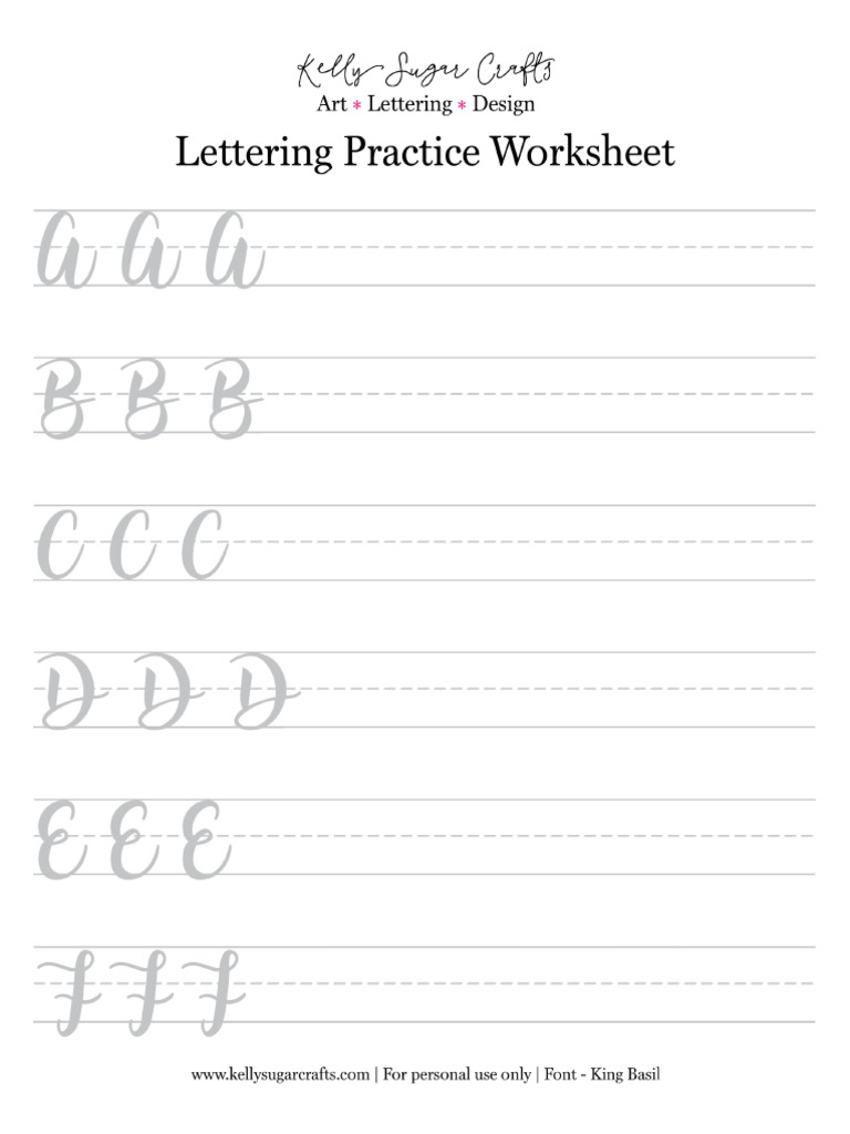 8. Lettering Practice Worksheets (Article) Author Kelly Sugar Crafts | PDF