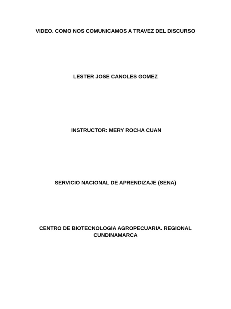 VIDEO Como Nos Comunicamos A Travez Del Discurso | PDF