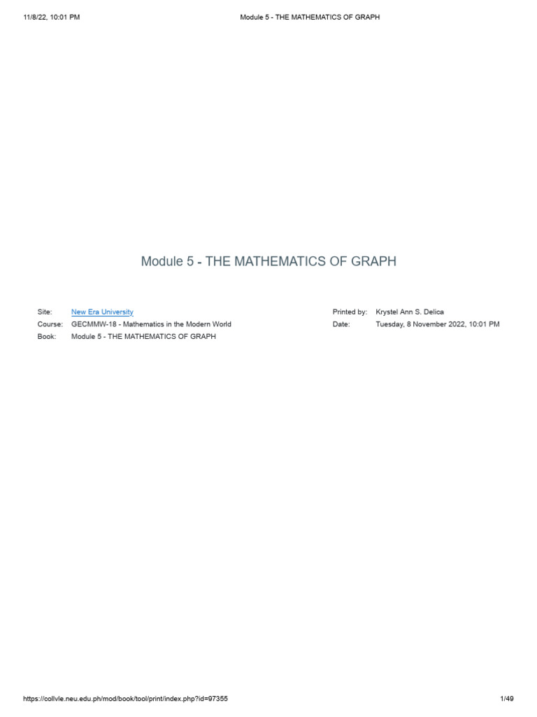 Module 5 - The Mathematics of Graph | PDF