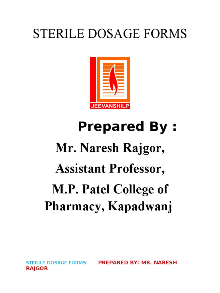 Sterile Dosage Forms | PDF | Freeze Drying | Topical Medication