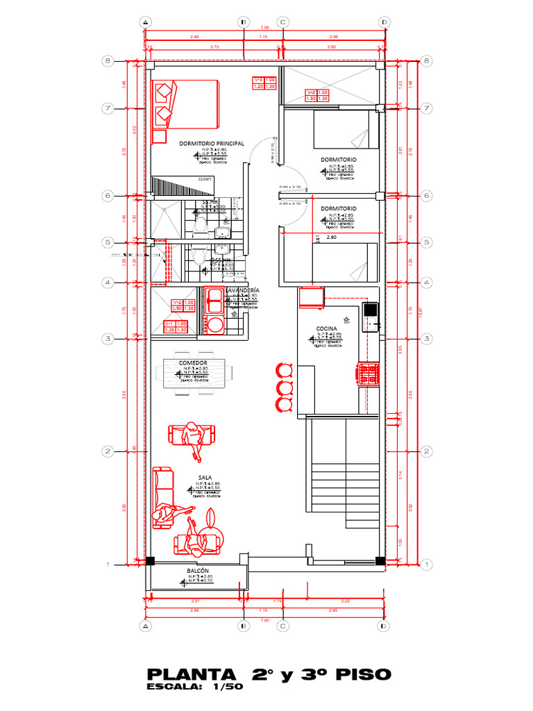 Planta 2° Y 3º Piso: ESCALA: 1/50 | PDF