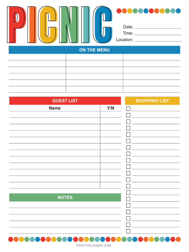 Picnic+Planner | PDF