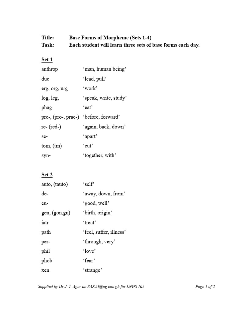 Base Forms Sets | PDF