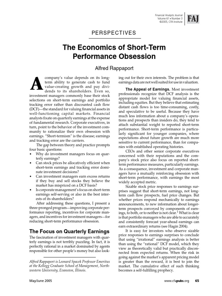 Economics of Short Termism | PDF