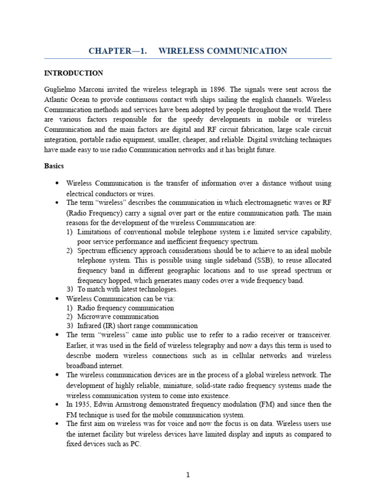 Chapter 1. Wireless Communication | PDF