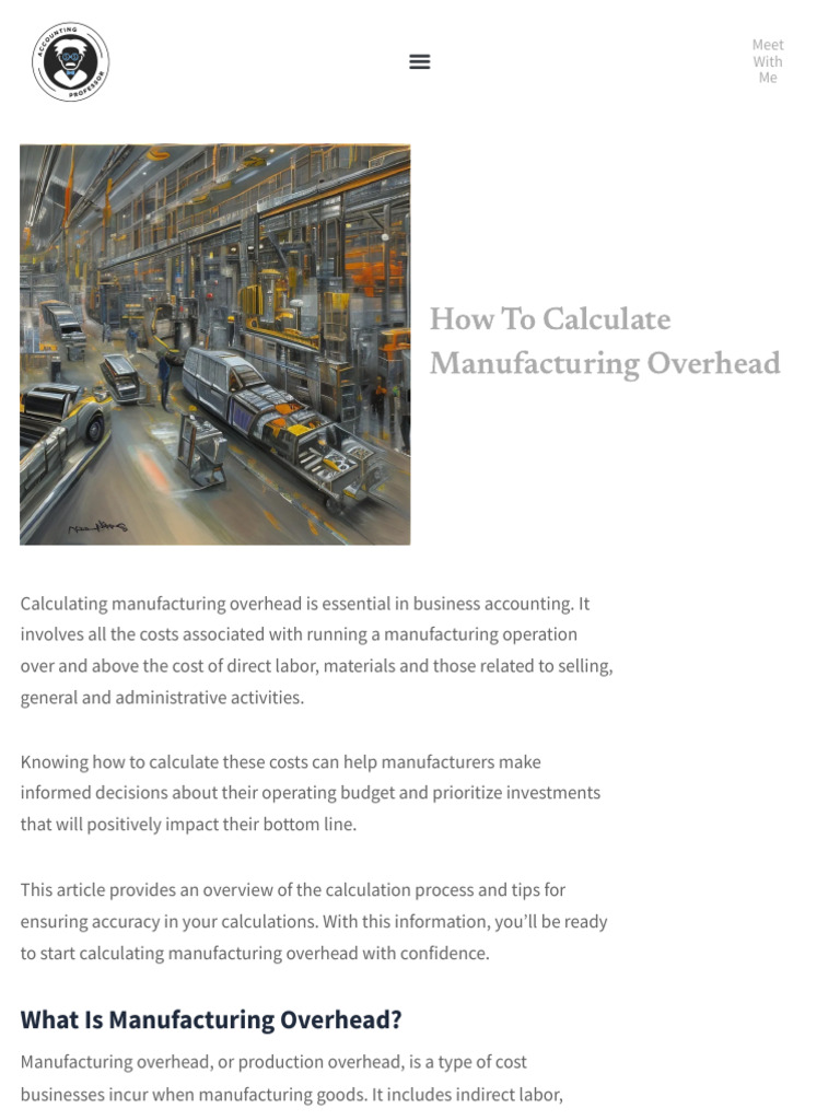 How To Calculate Manufacturing Overhead - Accounting | PDF