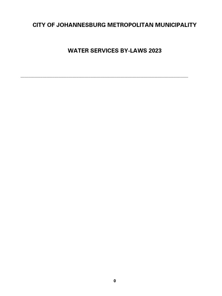 City of Johannesburg Water Services Bylaws - 2023 | PDF