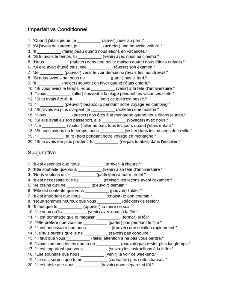 French Exercises PDF | PDF