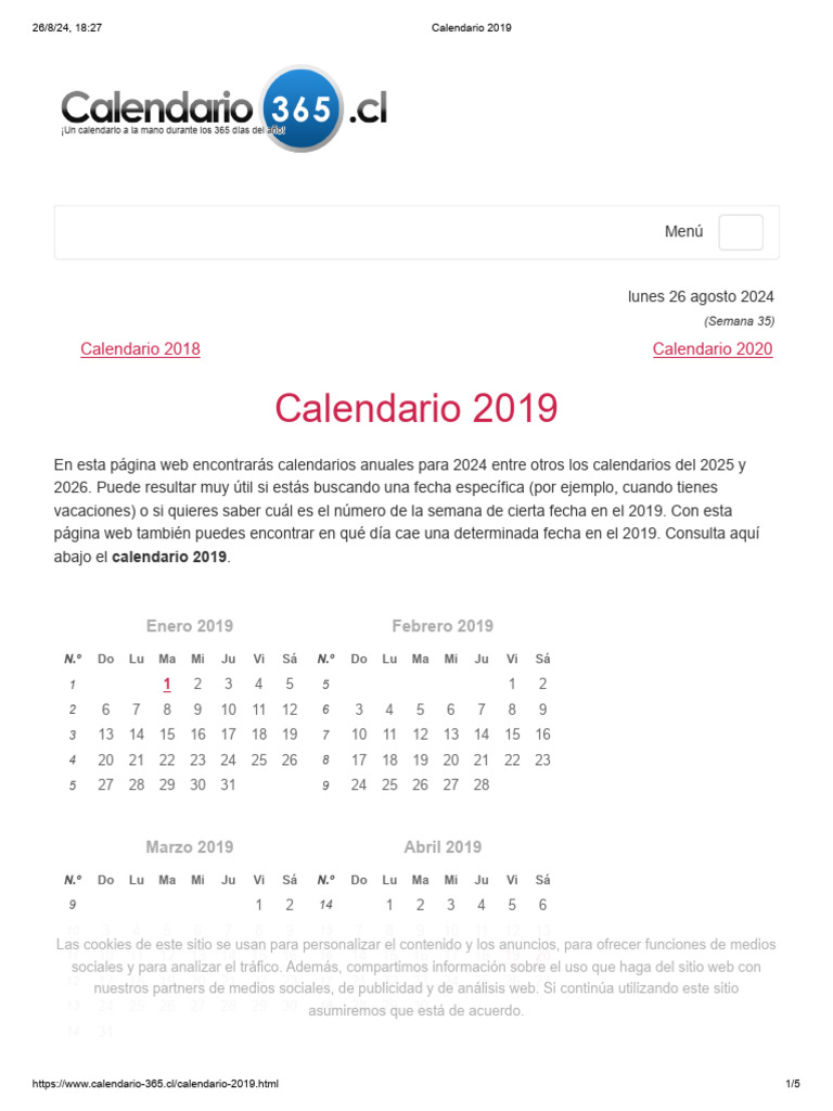 Calendario 2019 | PDF