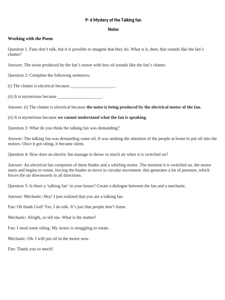 Class 7 P-6 Mystery of The Talking Fan | PDF