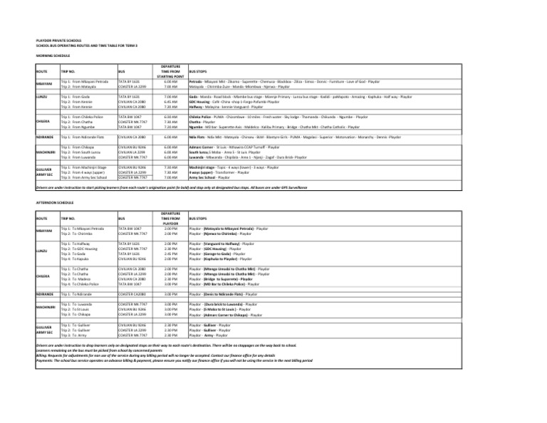 Playdor School Bus Schedule - 15 April 2024 To 26 July 2024-1 | PDF ...