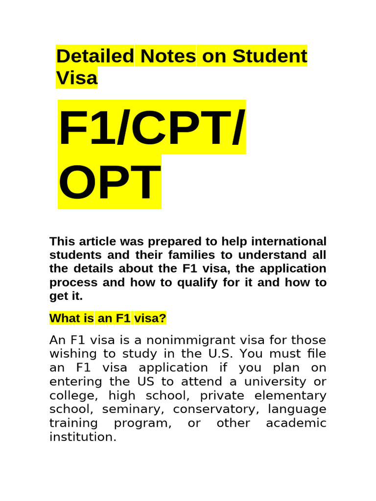 F1, CPT, OPT Details | PDF